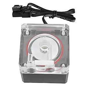 Mute Water Pump,PC Water Cooling Integrated Water Pump Support PWM Intelligent Control Speed,Universal G1/4 Threaded Pipe Connection,D Port + 4 Pin Interface