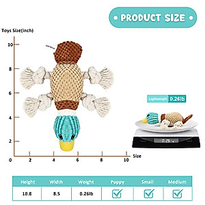 IPORLEER Squeaky Dog Toys, Stuffed Dog Toys for Large Dogs, Soft & Durable Plush Dog Chew Toys with Crinkle Paper for Puppies, Small, Medium and Large Dogs (Multicolor, Duck)