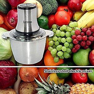 Eznnon Home electric Small Blender Cooking machine Meat grinder Can handle velvet Stainless steel mixer 3.0L large capacity 800W power (Silver)