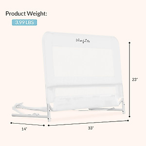 Dream On Me Lightweight Mesh Security Adjustable Bed Rail for Toddler with Breathable Mesh Fabric in White