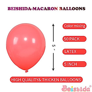 BEISHIDA 50Pack 5 Inch Pastel Balloons Thick Mixed Color Balloon, MultiColored Macaron Mixed Color Latex Balloons for Birthday Wedding Reception Engaged Baby Bridal Gift Party Decorations