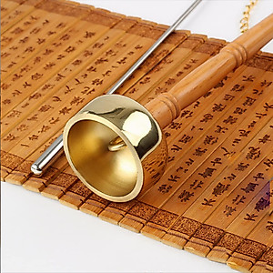 Tibetan Hand Bell，Meditation & Prayer Bells Buddhism Wooden Handle Brass Hand Bell Meditation Singing Bell Singing Scripture Implement Buddhist Supplies