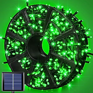 JMEXSUSS 600 LED Green Lights for St Patrick's Day, 207 ft Green Solar String Lights, 8 Modes Solar Christmas Lights Outdoor Waterproof for Christmas Tree St Patricks Decorations