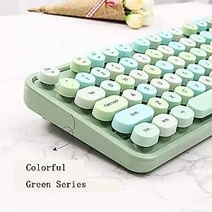 Mofii Wireless Keyboard and Mouse Combo,2.4G USB Multi-Color Cute Full Size Keyboard and Optical Mice Set for Computer Desktop PC Laptop (Green-Mixed)……
