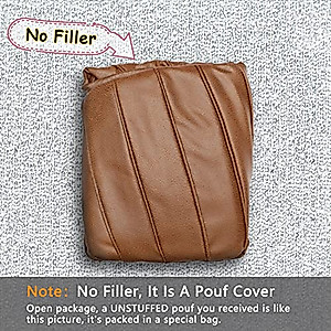 Thgonwid Handmade Foot Stool Ottoman Faux Suede Poufs 21.6" x 13" - Round Storage Floor Cushion Footstool for Living Room, Bedroom and Wedding, Unstuffed, Brown