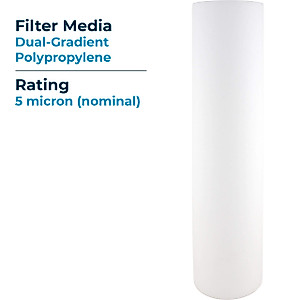 SpiroPure SP-DD-5005-20BB 20x4.5 BB 5 Micron Spun Melt-Blown Polypropylene Water Filter Cartridge SDC-45-2005 DGD-5005-20 155358-43 (Case of 6)
