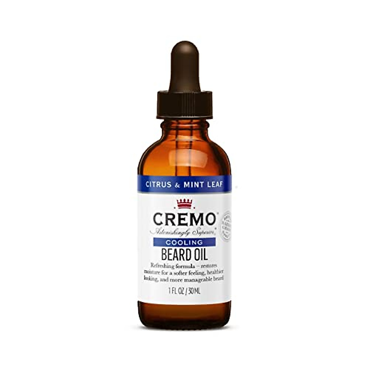 Cremo Beard Oil, Cooling Citrus & Mint Leaf, 1 fl oz - Restore Natural Moisture and Soften Your Beard To Help Relieve Beard Itch