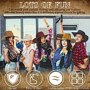 Cindeer 24 Pcs Western Cowboy Hats with Polyester Bandanas Western Cap Suede Leather Hat and Square Bandanas Scarf for Adult(Retro Color)