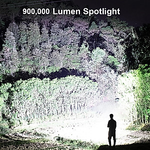 Rechargeable Spotlight Flashlight High Lumens, 900000 Lumens Super Bright Led Searchlight with Tripod and USB Output, IPX5 Waterproof 4 Modes Handheld Spotlight for Camping Emergencies