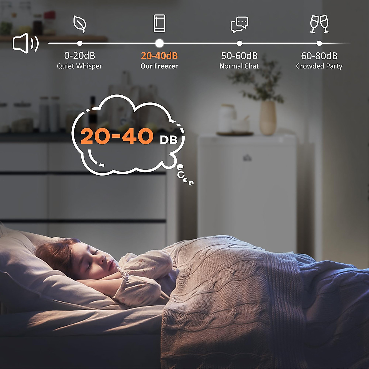 HOMCOM Mini Freezer Countertop, 3 Cu.Ft Compact Upright Freezer with Removable Shelves, Reversible Door for Home, Dorm, Apartment and Office, White