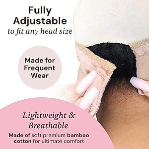 MILANO COLLECTION Lace Wig Grip Cap for Women, Adjustable Wig Caps for Women Non Slip with Headband to Secure Lace Top Perfectly in Place, One Size Fits All, Nude