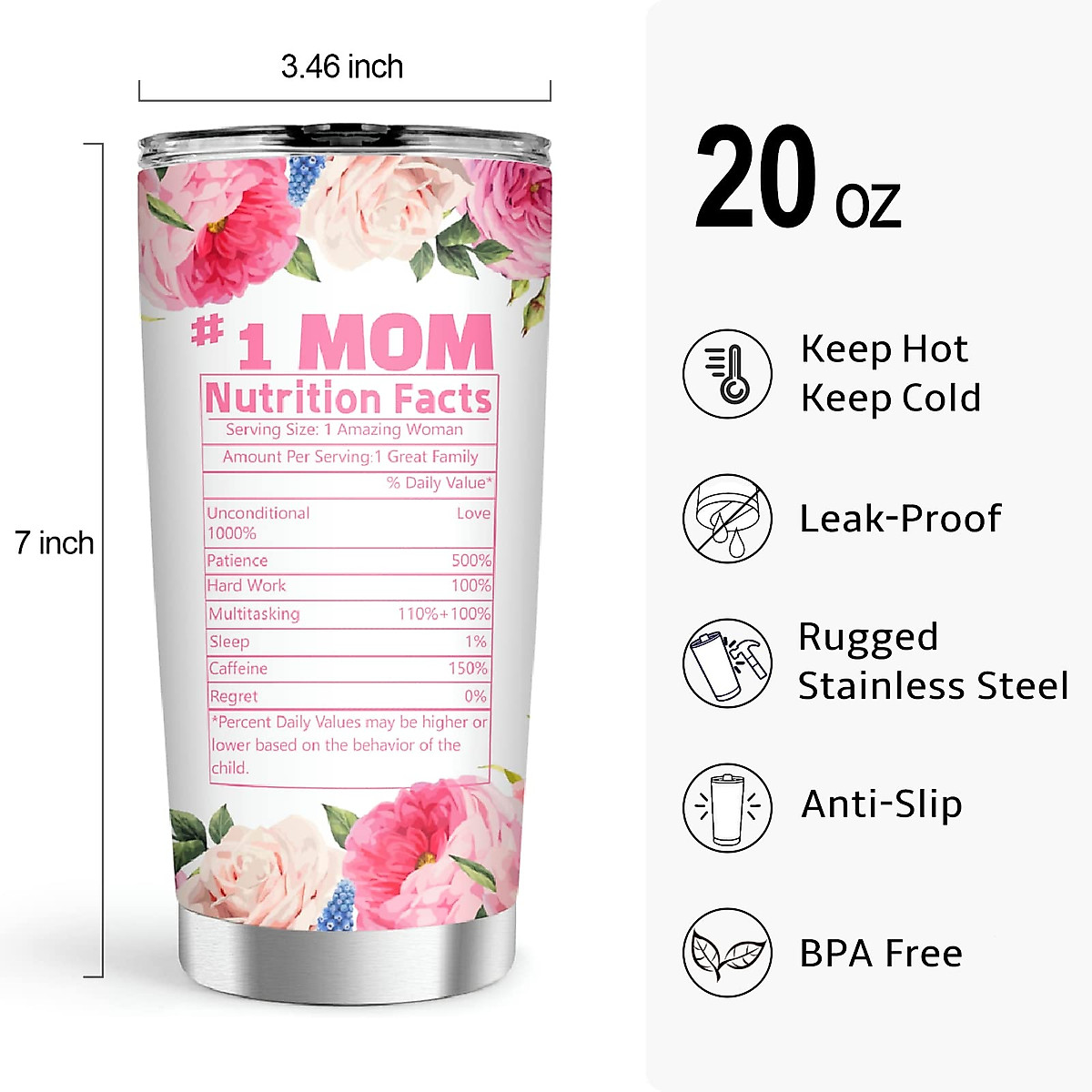 purefly Mama Bear Tumbler, Mothers Day Gifts for Mom from Daughter Son, Best Mom Ever Birthday Christmas Gift Ideas for New Mom, Funny Cool Cup For Women, Stainless Steel Insulated Travel Mug 20oz