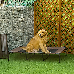 PawHut 48" x 36" Elevated Breathable Dog Bed Portable Pet Cot w/Carry Bag Metal Frame Breathable Mesh Indoor and Outdoor Tan
