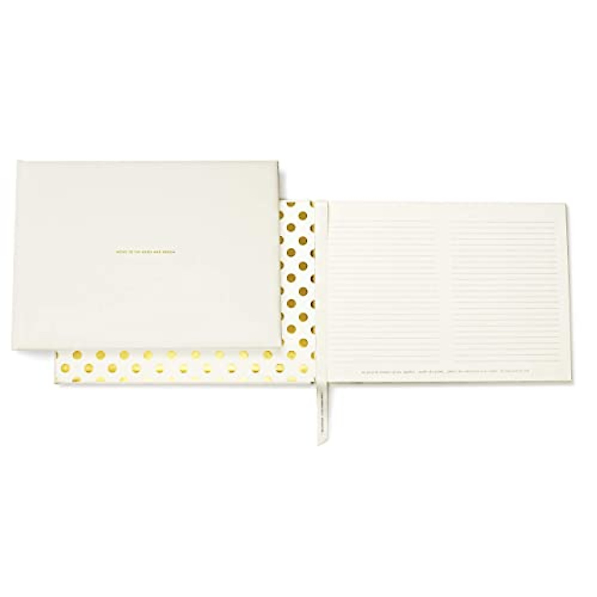 Kate Spade New York Wedding Guest Book, Bridal Journal Includes 17 Lined Pages, 35 Blank Cards and Envelopes, and Ceremony Sign, Gold Dots