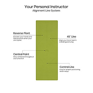 Heathyoga Eco Friendly Non Slip Yoga Mat, Body Alignment System, SGS Certified TPE Material - Textured Non Slip Surface and Optimal Cushioning,72"x 26" Thickness 1/4"