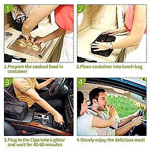 Portable Oven, 12V 24V 110V Car Food Warmer Portable Personal Mini Oven Electric Heated Lunch Box for Meals Reheating & Raw Food Cooking for Road Trip/Camping/Picnic/Family Gathering(Black)