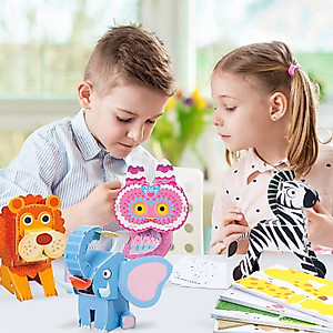 COGO MAN Animals Kids Arts and Crafts Welcome to The Zoo 8 Animals 3D Foam Puzzles Crafts for Kids Age 6 7 8 and Up