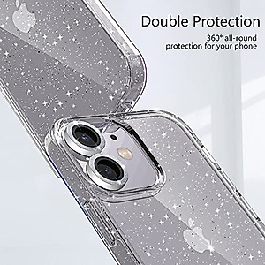 Jasmeas Design for iPhone 11 Case Glitter, with [2 Pack] Screen Protector & [2 Pack] Camera Lens Protector Sparkle PC Hard Soft TPU Silicone Bumper Women Phone Cases for Women Girls (Clear)