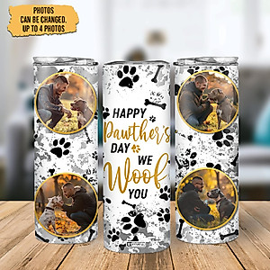 Hyturtle Personalized Picture Dog Dad Tumbler Gifts for Dog Lovers, Father's Day Cup Gifts For Men, Birthday Gift for Dogs Dad, Funny Dogs Lover Gift Custom Photo 20oz Stainless Steel Skinny Tumbler