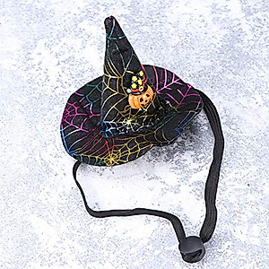 BESTOYARD Halloween Witch Hat Spider Web Pumpkin Pattern Mini Pet Hat Cat Dog Hat Party Cosplay Costume (Star Pumpkin)