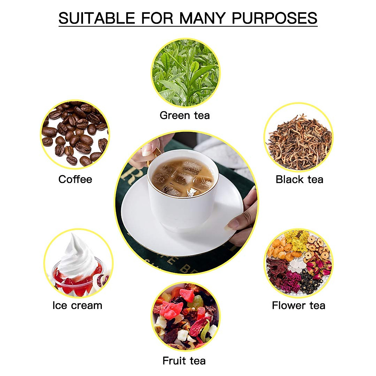 CHILDIKE Ceramic Demitasse Espresso Cups Set with Saucers and Metal Stand, 7 oz Porcelain Stackable Cappuccino Cups for Tea, Latte, Coffee, Cafe Mocha, Set of 6, Matte White