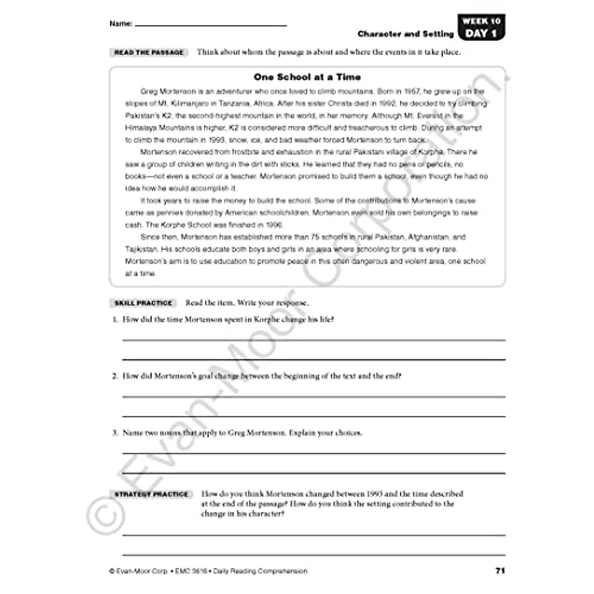 Evan-Moor Daily Reading Comprehension, Grade 6 - Homeschooling & Classroom Resource Workbook, Reproducible Worksheets, Teaching Edition, Fiction and Nonfiction, Lesson Plans, Test Prep