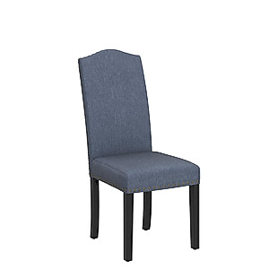 Yaheetech 6pcs Dining Chairs Fabric Upholstered Chair Kitchen Parson Chair with Nailhead Trim and Solid Wood Legs for Home Kitchen and Restaurant, Blue