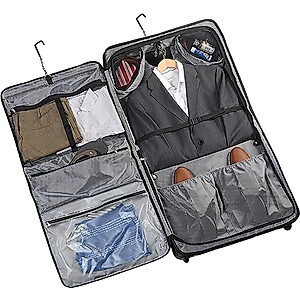 WallyBags Solutions Garment Bag, Multiple Hangers and Made for Men and Women, Black, 45-Inch Rolling