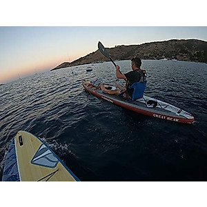 Boardworks SHUBU Great Bear | Touring All Water Inflatable Stand Up Paddleboard | SUP Package Includes Pump, Three Piece Paddle and Roller Bag Complete Kit | 14', Red/Grey/White