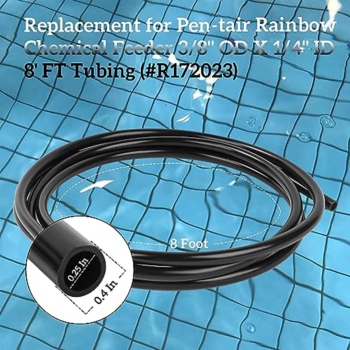8' Feet Pool Chlorinator Tubing R172023 Parts Compatible with Pen-tair Rainbow Chemical Feeder,Pool and Spa Feeder