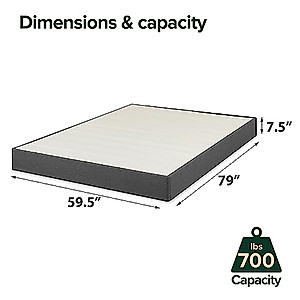 ZINUS Upholstered Metal and Wood Box Spring, 7.5 Inch Mattress Foundation, Easy Assembly, Fabric Paneled Design, Queen