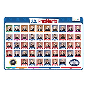 merka Kids Placemat Educational Placemats Kids Placemats for Dining Table Silicone Placemat Presidents of The United States Kids Learning Placemats for Dining Table
