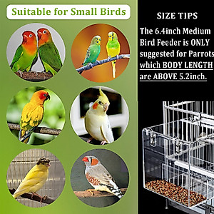 No Mess Bird Feeder for Cage Bird Feeder Automatic Bird Cage Feeder, Acrylic No Spill Bird Feeder Cage for Parakeet Parrot Cockatiels Cockatiels Lorikeet Lovebirds Cage Seed Feeder 6.4inch