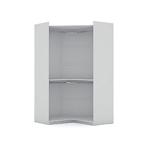 Manhattan Comfort Rockefeller Ultra Modern Open Corner Bedroom Closet with 2 Hanging Rods, 65.91", White
