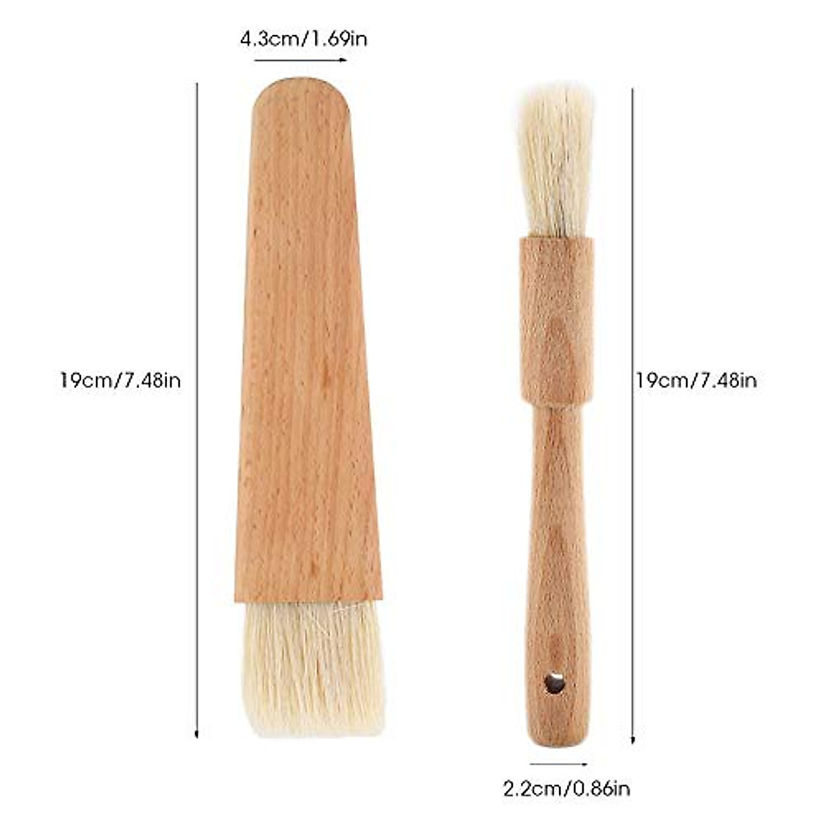 Wooden Barbecuing Brush Oil Basting Baking Brush Oil Sauce Butter Kitchen Tool(Round Handle)