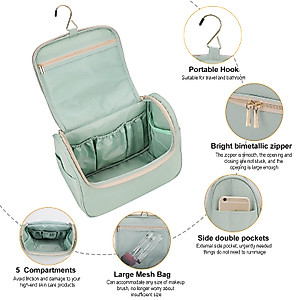 CCidea Cosmetic Bag Makeup Bag for Women Hand-PortableTravel Large Toiletry Bag Organizer (Green)