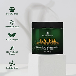 Botanic Hearth Tea Tree Hair Cream - Hair Fibers for Thinning, Styling, Texturizing & Hydrating Hair - Strong Hold & Sulfate Free - for Men and Women - All Hair Types - Made in USA - 7 oz
