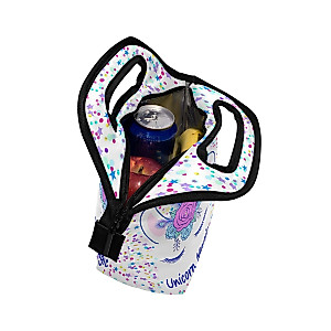 ZOEO Girls Unicorn Lunch box Tote Lunch Bag Head Cream Magic Pink Floral Tiara Insulated Waterproof Cooler Handbags with Zipper for Outdoor Travel Picnic School Office