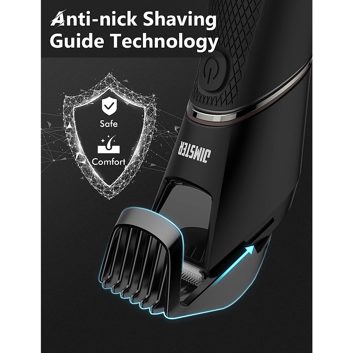 Body Trimmer for Men, [No Nicks, No Cuts] Electric Groin Hair Trimmer, No-Nick Guides Ceramic Blade Heads, Waterproof Wet Dry Clippers for Body, Cordless Male Pubic Trimmer with Lighting Mirror
