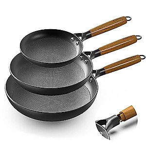 imarku Non Stick Frying Pans - 8 Inch, 10 Inch and 12 Inch Cast Iron Skillets Professional Cast Iron Pan Set Dishwasher Safe Nonstick Frying Pan Set, Pot set with Detachable Handle