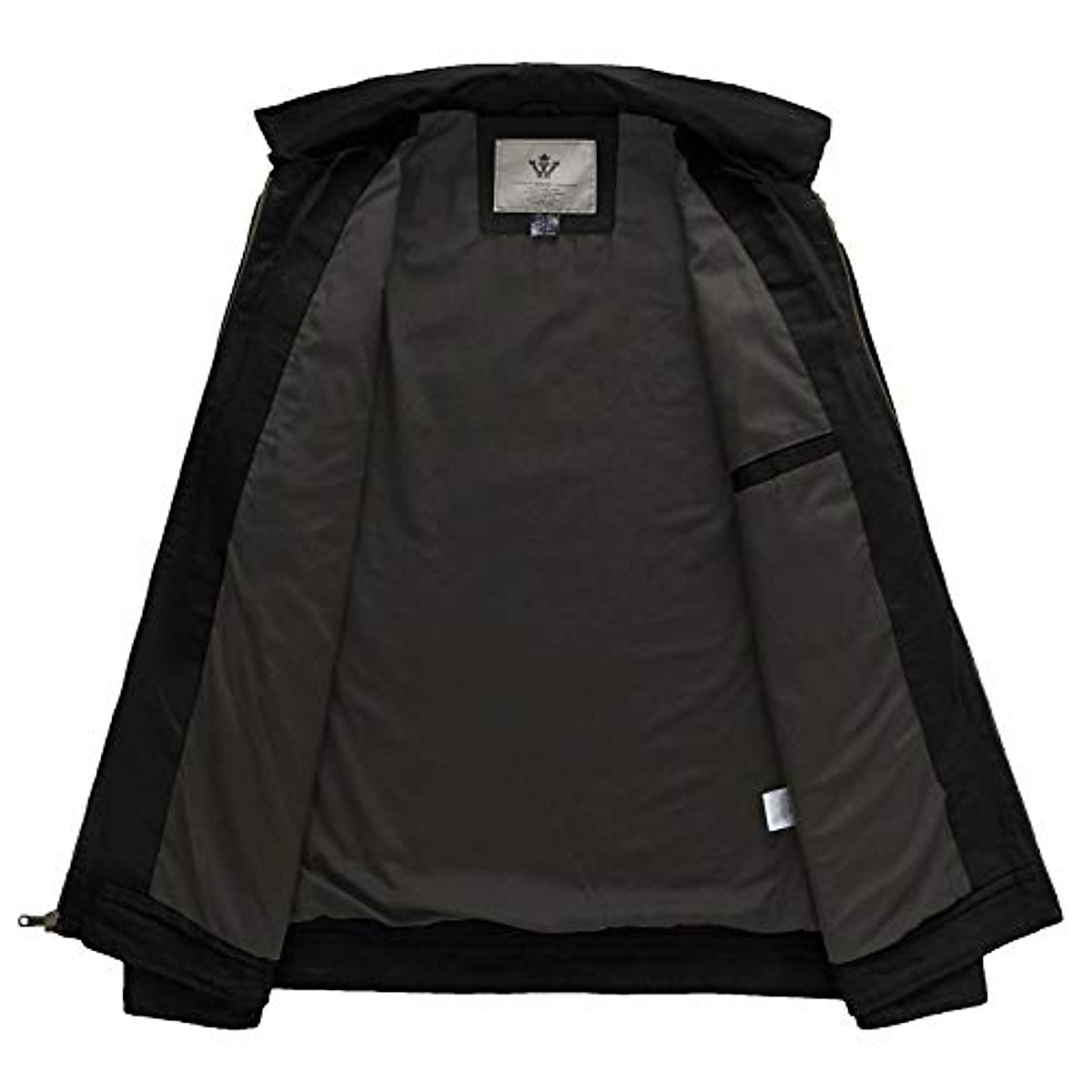 WenVen Men's Casual Canvas Cotton Lightweight Military Jacket (Black,M)