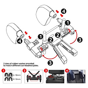 Gekko and Co. Car Headrest Neck Support Pillow Bundled with Padded Seat Belt Cover — Premium Adjustable Travel Pillows for Head, Shoulder, and Back Pain to Support Kids, Toddler, or Adult (Black)