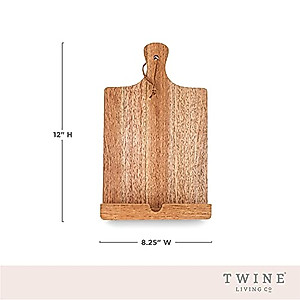 Twine Tablet Stand, Acacia Wood Tablet Holder, Cookbook Stand, Rustic Farmhouse Book Holder and Display, Acacia Wood, Set of 1