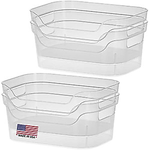 Tribello Open Clear Storage Bins, Closet Shelf Organizer Bins, Small, 9” X 6” X 4”, Pack of 4 - Made In USA