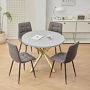 Leisure Coffee Table Modern Marble Effect Table Top Golden Iron Art Mid-Century White Tulip Table Metal Base Pedestal Table for Kitchen Restaurant Living Room Side Table (Color : Grey/Grey)