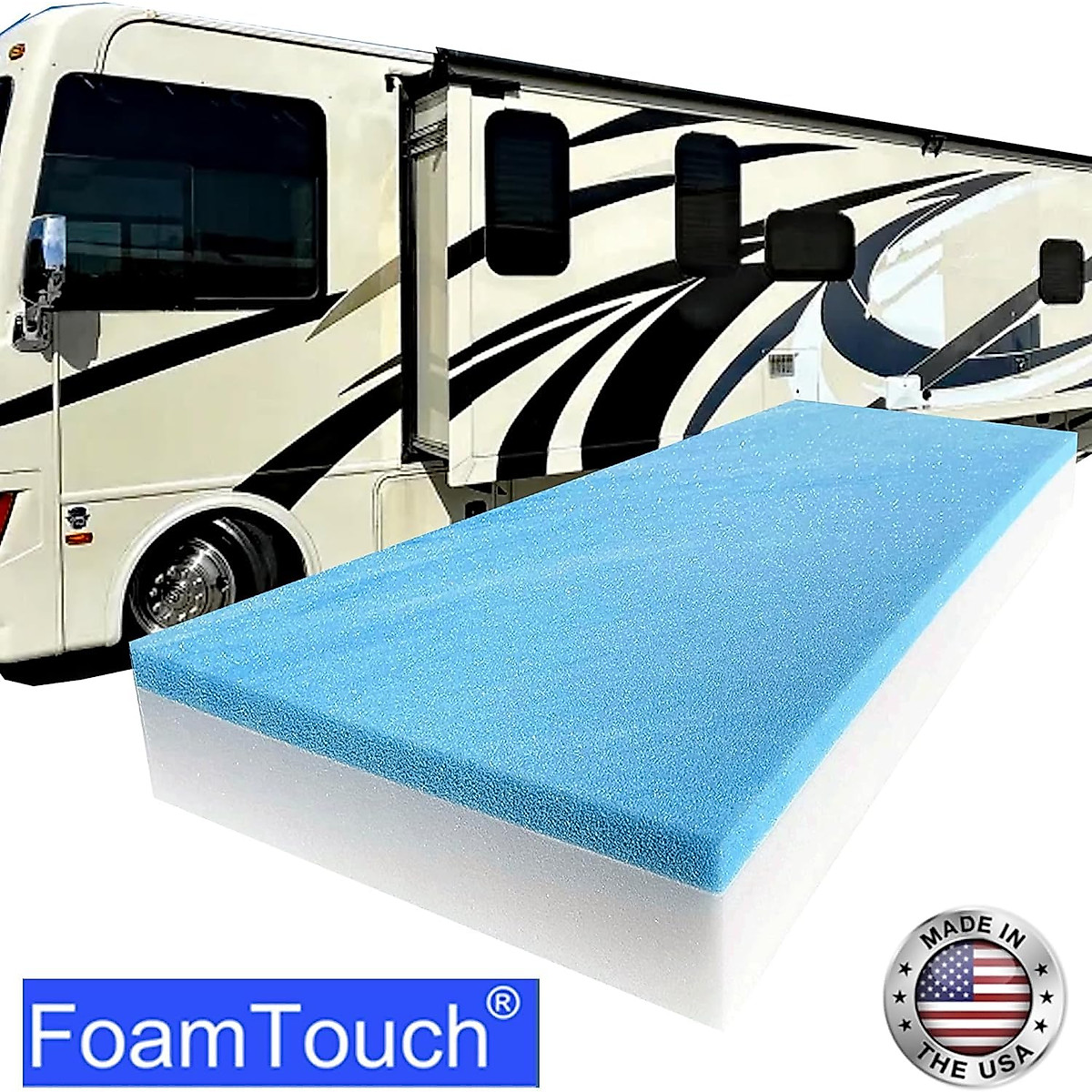 FoamTouch 5" Height x 36" Width x 72" Length Camper/RV bunk Mattress with Gel Memory Foam -No Cover