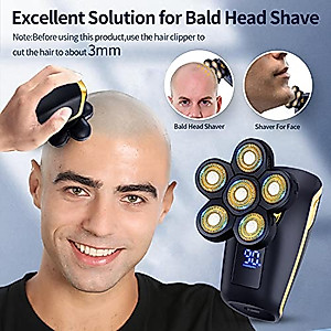 VOTMONI Head Shavers for Men 6D Electric Rotary Shaver Multifunctional Mens Bald Head Shaver Cordless Electric Razor for Men Waterproof Head Shaver Rechargeable Razors for Balding Man