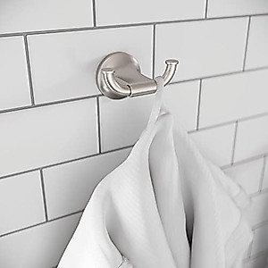 Pfister Pfirst Modern Towel Hook, Bathroom Towel Hook, Wall-Mounted, Screw-In, Spot Defense Brushed Nickel Finish, BRHPFM0GS