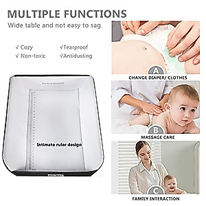 Kinder King Portable Baby Changing Table w/Wheels, Adjustable Height Folding Infant Diaper Station, Mobile Newborn Nursery Organizer, Large Storage Rack, Black