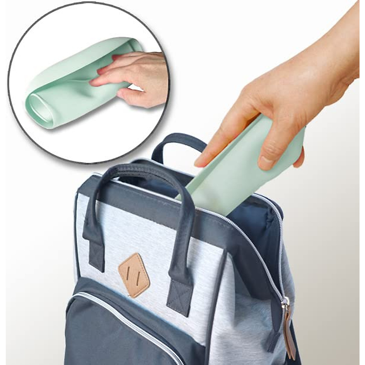 YMCF Products 2-Pack Waterproof Silicone Baby Bib Lightweight Comfortable Easy-Wipe Clean (Green/Blue, Small)